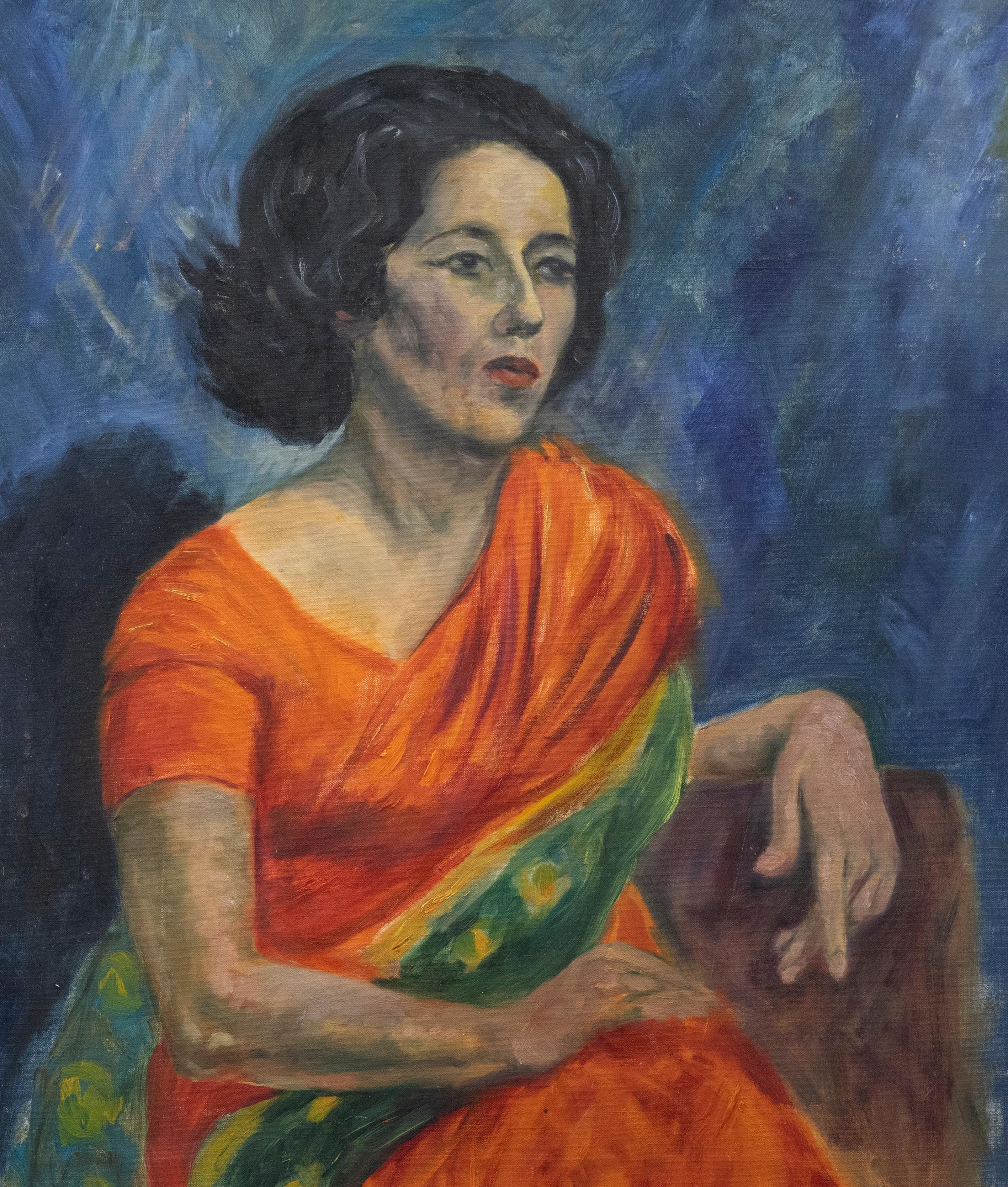 Unknown - Boyd Smith (1911-1991) - 20th Century Oil, Woman in a Sari For Sale at 1stDibs