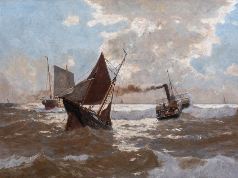 Unknown - Busy Shipping Off Dusseldorf, 19th century by ERWIN CARL ...