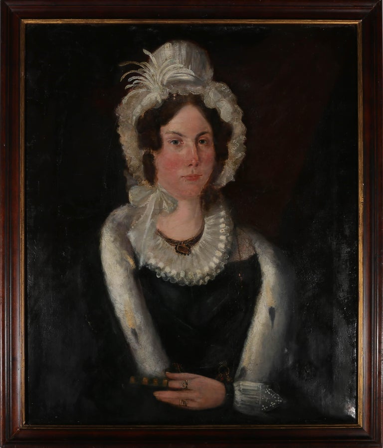 Unknown - c.1830 Oil - Lady In An Ermine Stole For Sale at 1stDibs