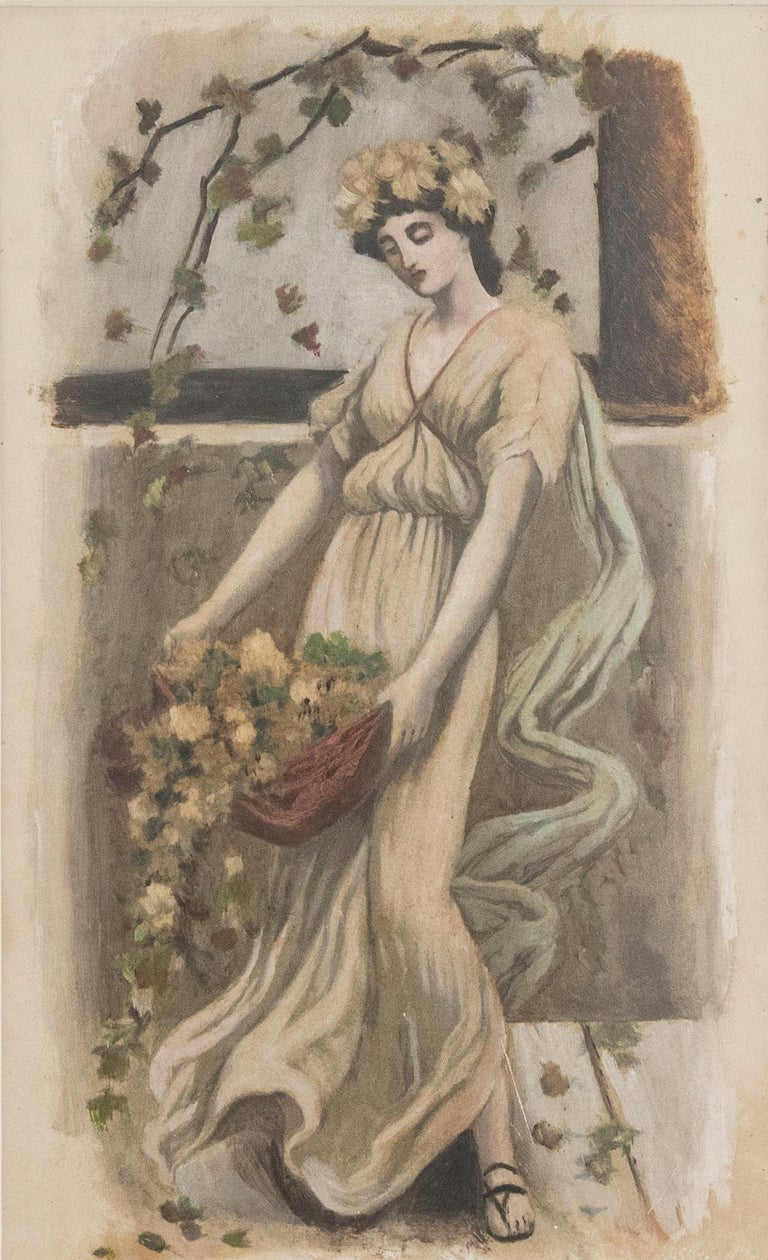 Unknown - c.1900 Oil - Pre-Raphaelite Woman For Sale at 1stDibs