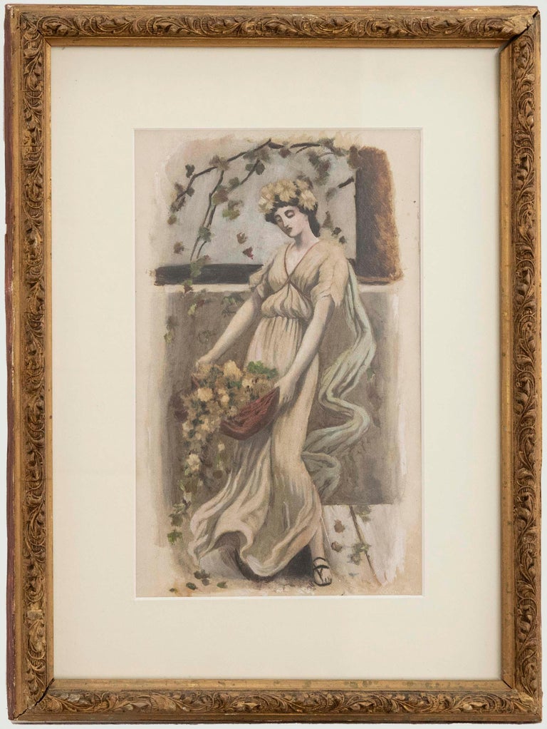 Unknown - c.1900 Oil - Pre-Raphaelite Woman For Sale at 1stDibs