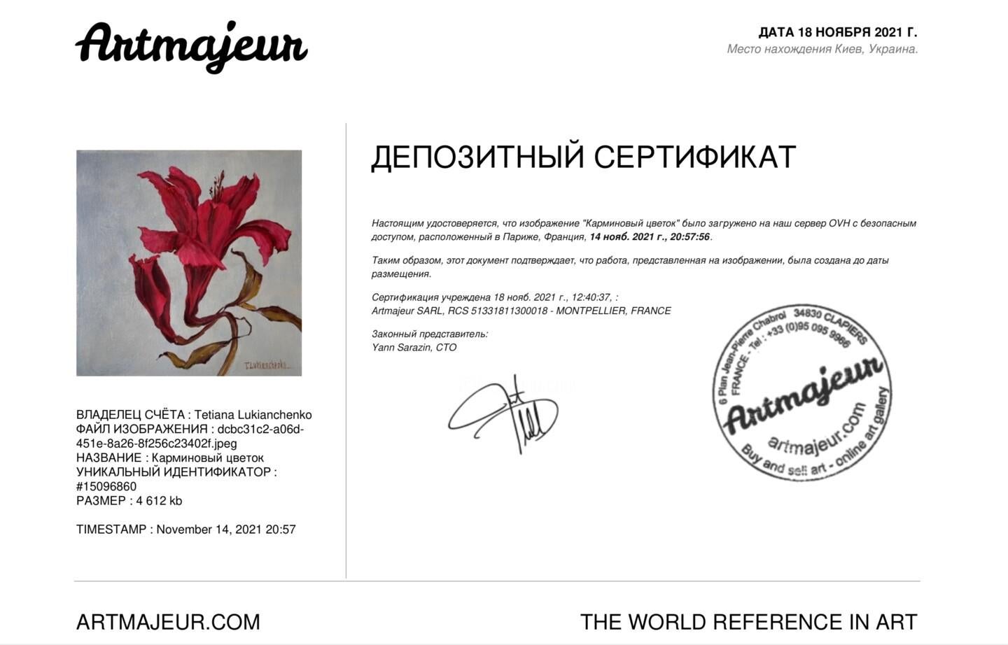 Unknown - Carmine Flower, Acrylic Painting by Tetiana Lukianchenko ...