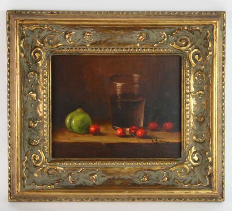 Unknown - American Impressionist Cherry Still Life Table Setting oil ...