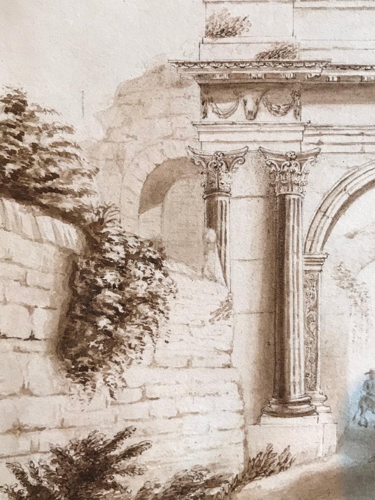 Unknown - Classical Roman Ruins, c. 1840 drawing at 1stDibs