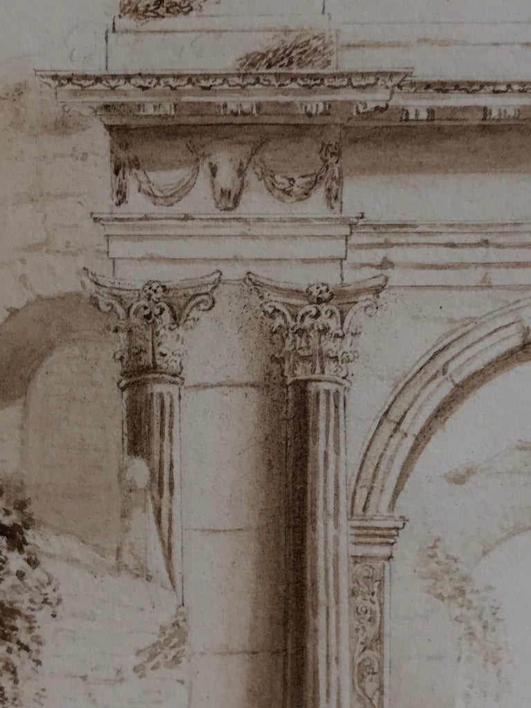 Unknown - Classical Roman Ruins, c. 1840 drawing at 1stDibs