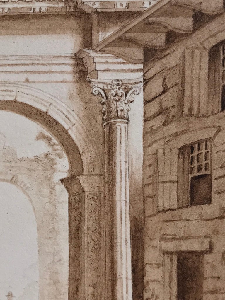 Unknown - Classical Roman Ruins, c. 1840 drawing at 1stDibs