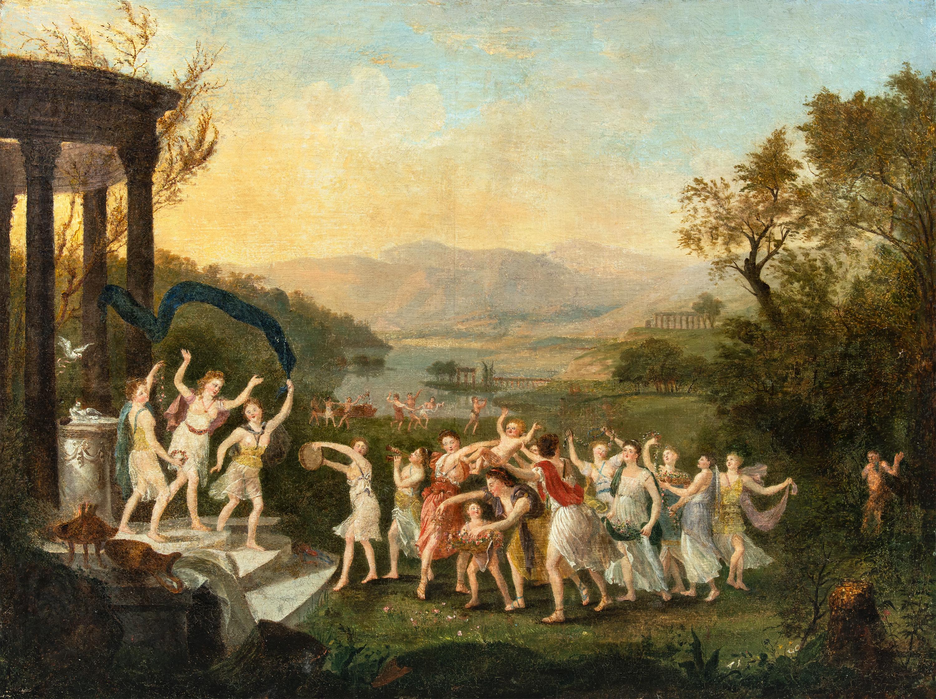 William Traies - Fine 1800's Original Oil Painting Figure in Arcadian ...