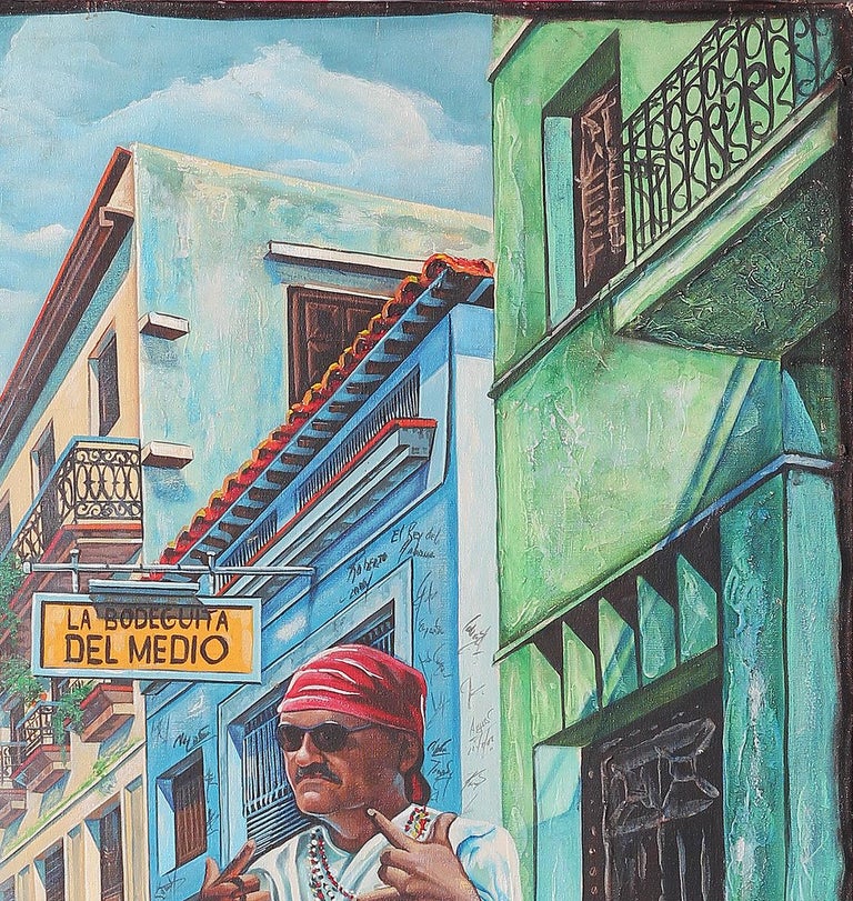 Unknown - Colorful Modern Contemporary Cuban Street Scene Painting For ...