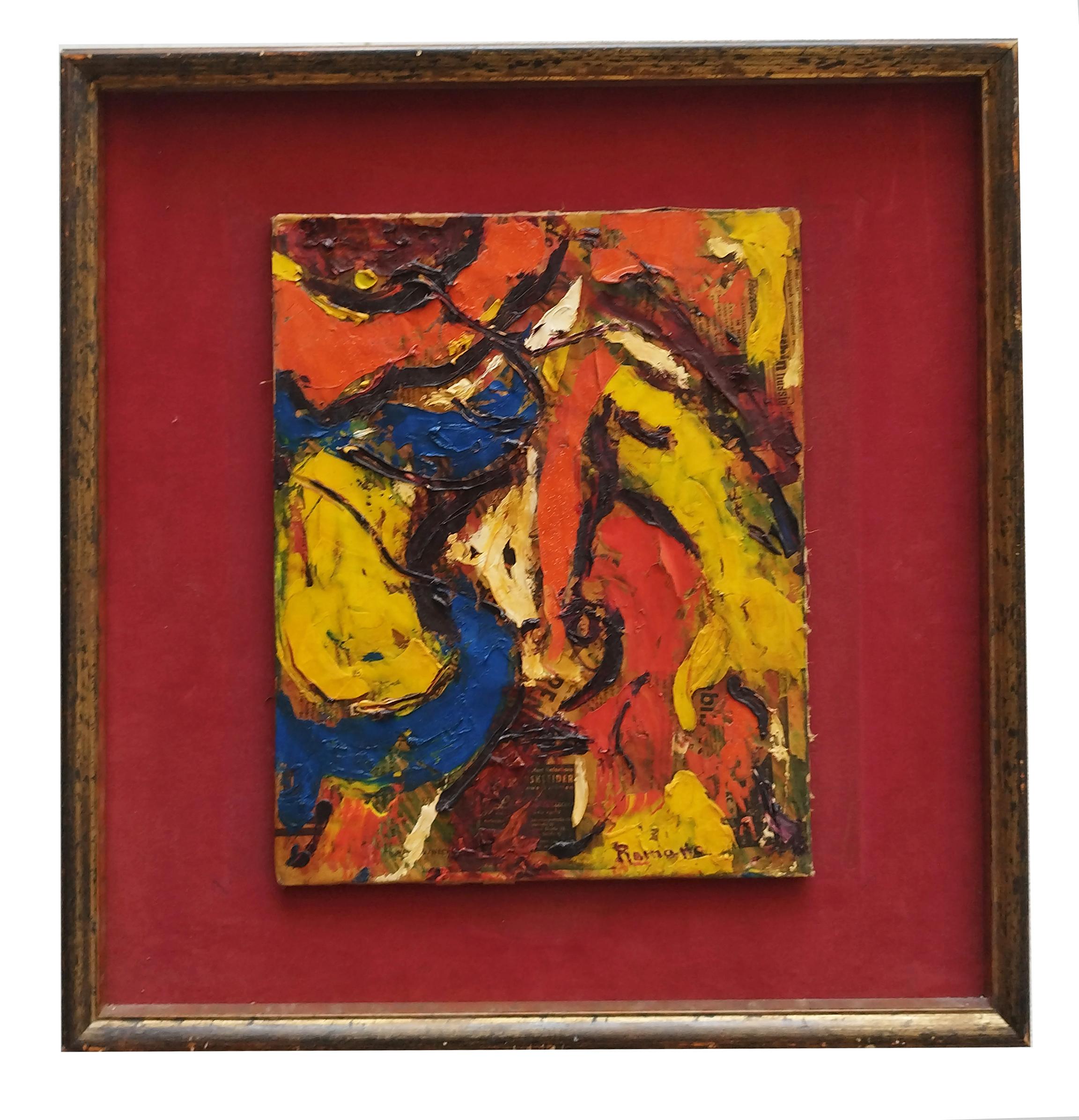 Unknown - ASTRACT COMPOSITION - Oil on canvas signed Romano, Italy ...