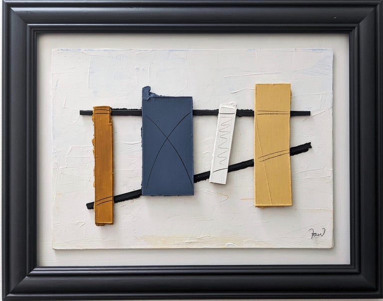 Unknown - Contemporary Constructivist Oil Relief Painting Framed ...
