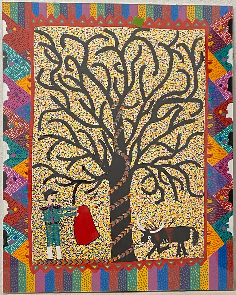 Unknown - Contemporary Folk Art "Adam and Eve" Painting by Saenz at 1stDibs