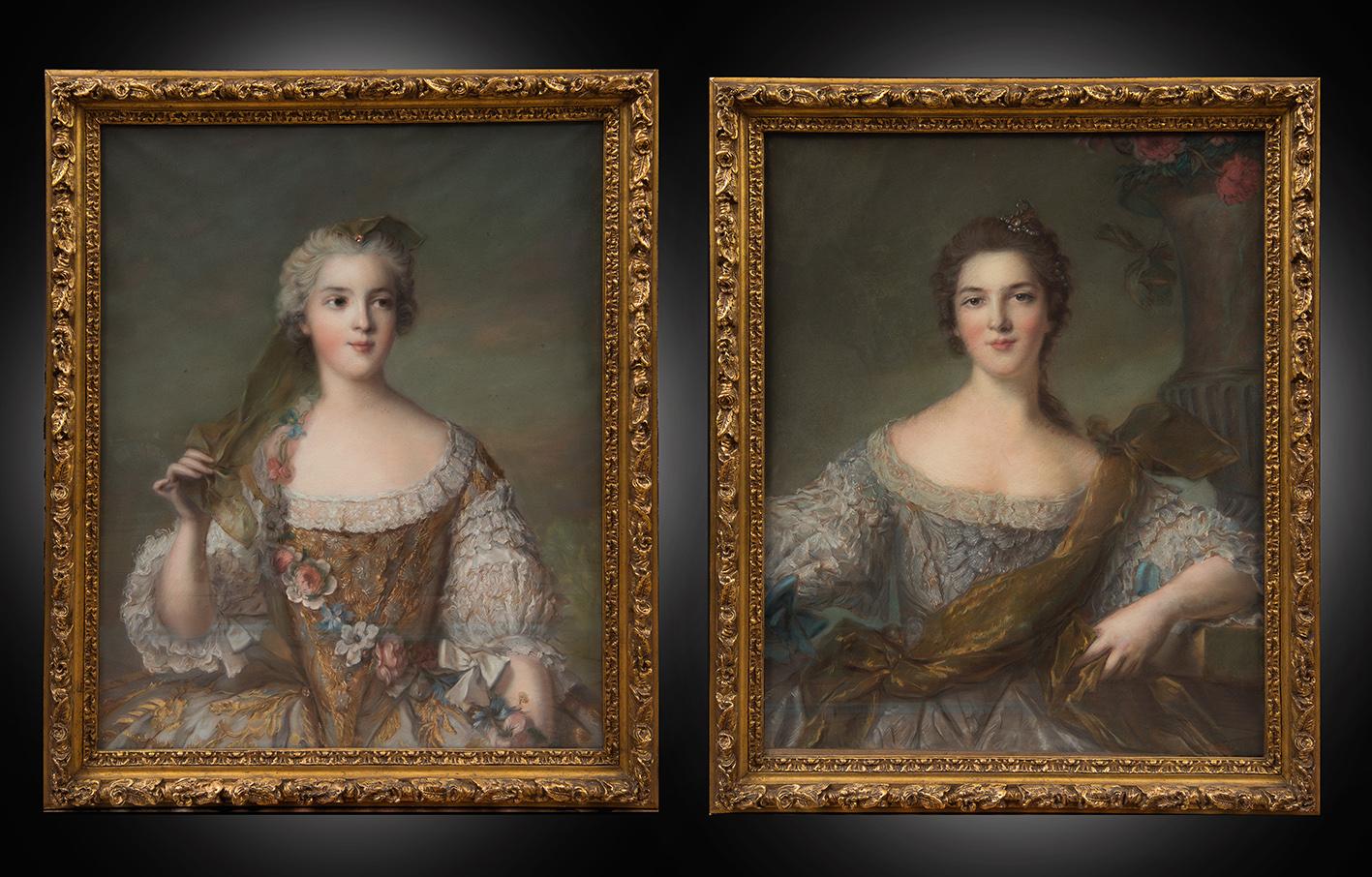 Unknown - Pair of antique French pastels 19th century For Sale at 1stDibs