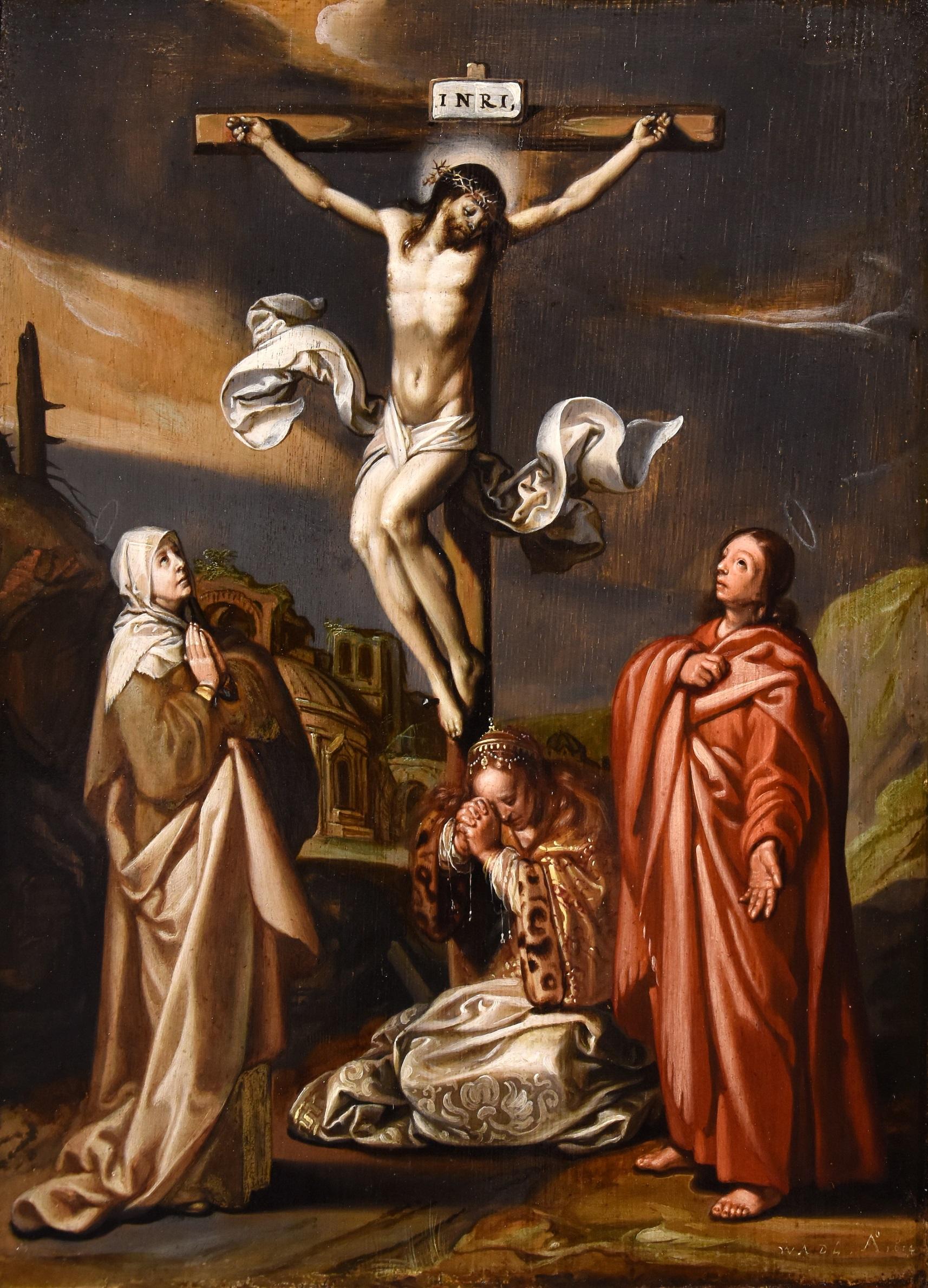 Unknown - Crucifixion Paint Oil on table Old master 17th Century ...