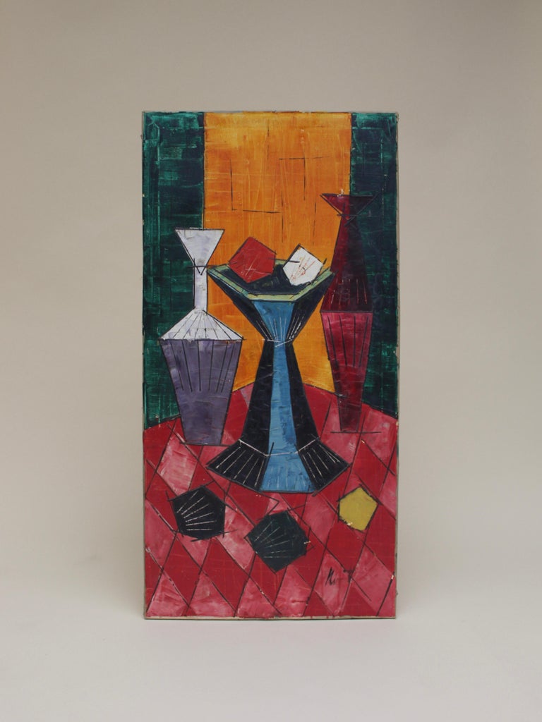 Unknown - Cubist Still Life Oil on Canvas For Sale at 1stDibs