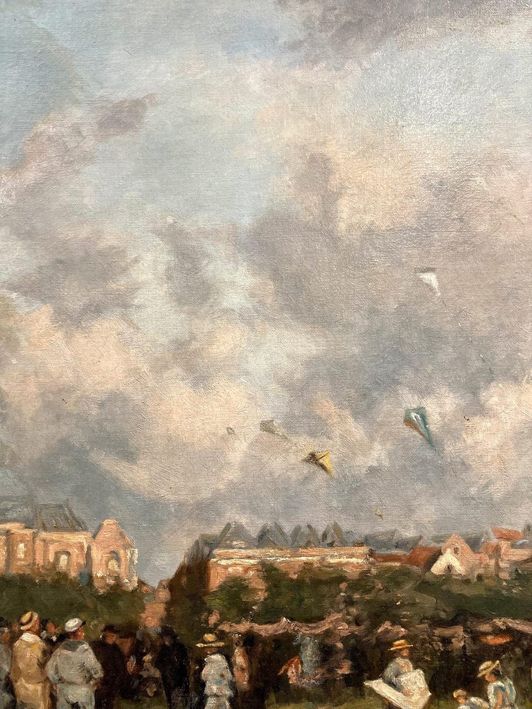 Unknown - "Day Flying Kites" British Country Side Impressionist Oil ...