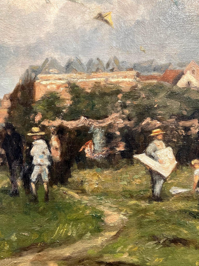 Unknown - "Day Flying Kites" British Country Side Impressionist Oil ...