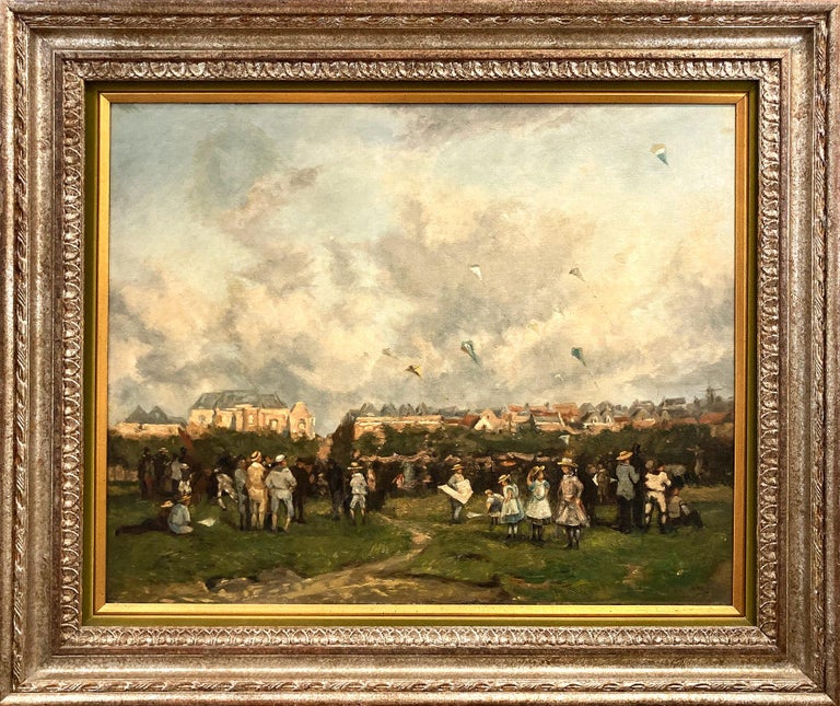 Unknown - "Day Flying Kites" British Country Side Impressionist Oil ...