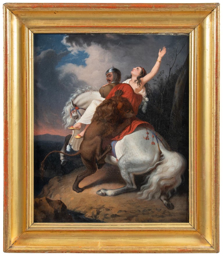 Unknown - Early 19th century French figure painting - Lion Assault ...