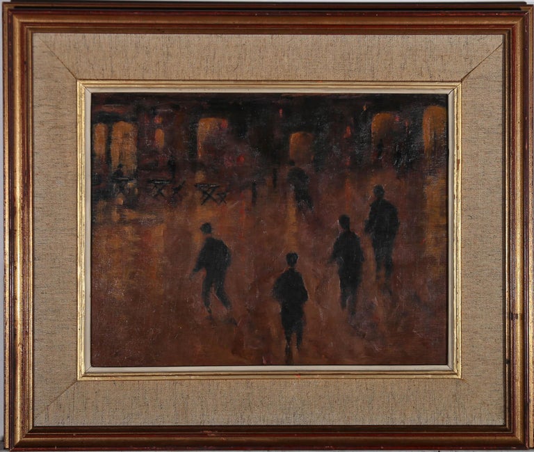 Unknown - Early 20th Century Oil - Café at Midnight For Sale at 1stDibs