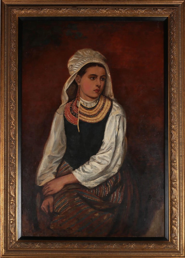 Unknown - Early 20th Century Oil - Portrait of an Italian Girl For Sale ...
