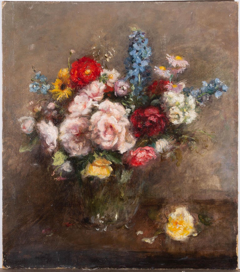 Unknown - Early 20th Century Oil - Still Life of Roses and Other ...