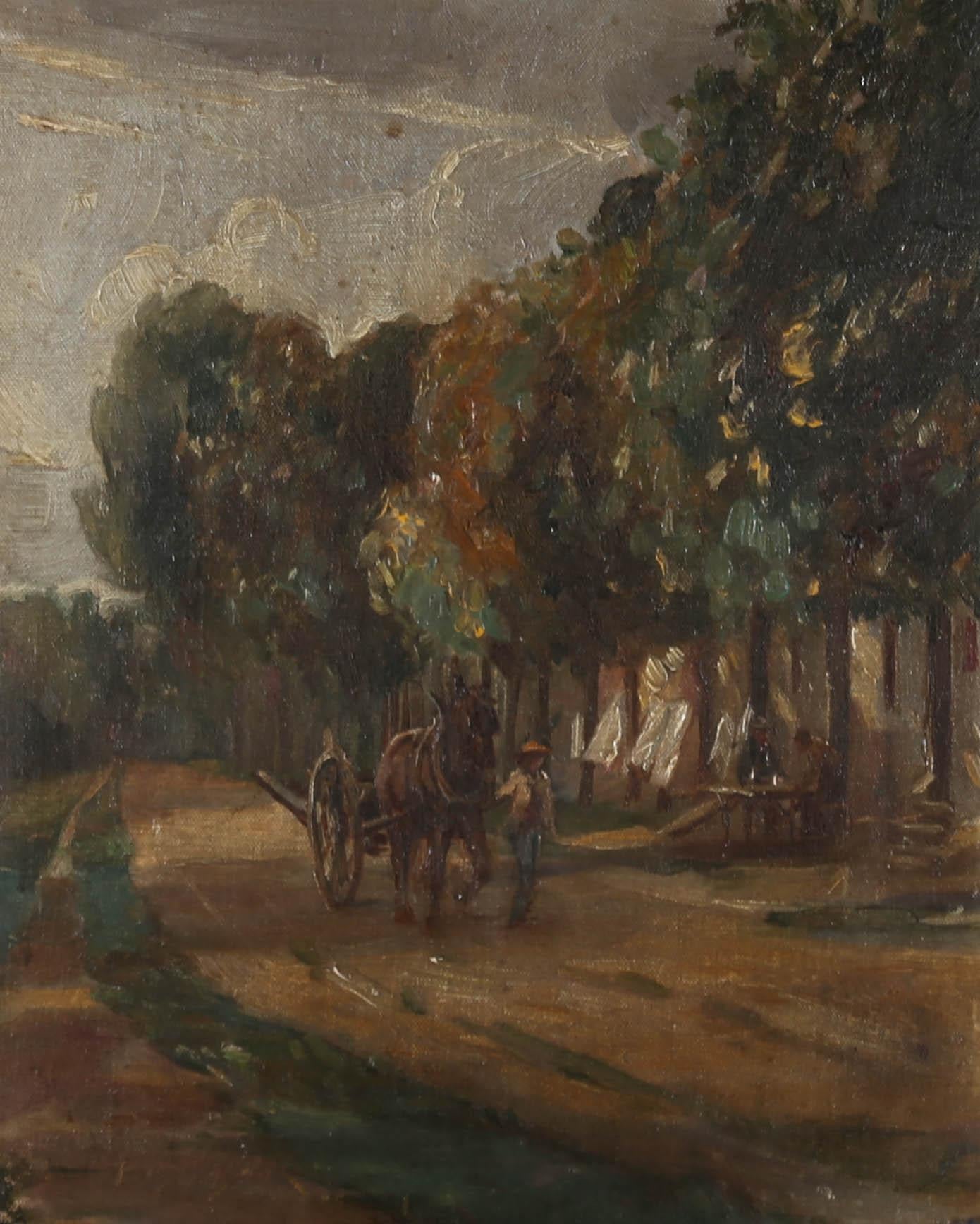 Unknown - Early 20th Century Oil - The Orchard Path For Sale at 1stDibs