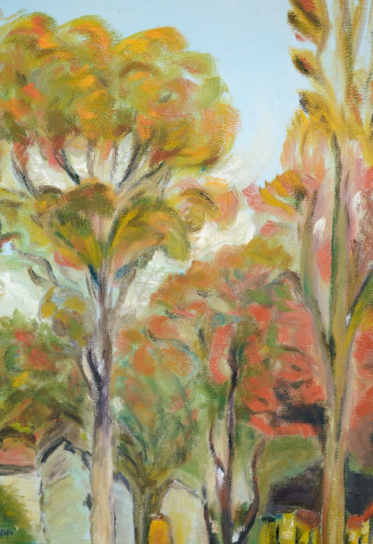 Unknown - Early 20th Century Street with Trees and Houses, Fauvist ...