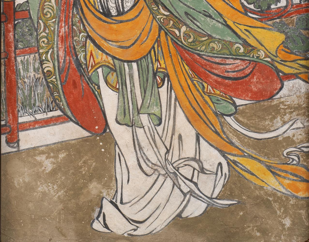 Unknown - Early Ming Dynasty Fresco Painting of a Female Attendant For ...