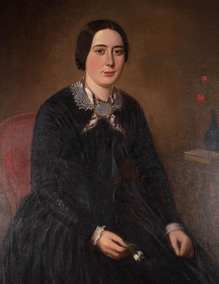 Unknown - English School Late 19th Century Oil - Victorian Lady In Half ...