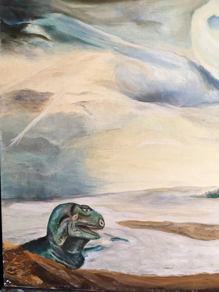 Unknown - Extinction, Stylised Surrealist Oil Painting For Sale at 1stDibs