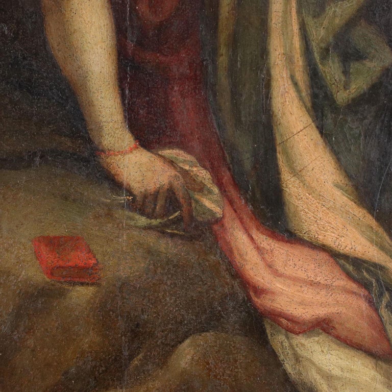Unknown - Female Figure in Contemplation, 1500s, oil paint at 1stDibs