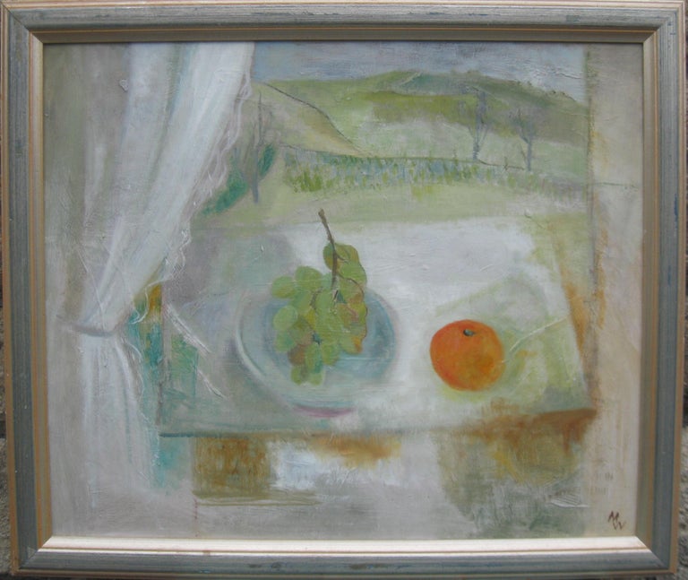 Unknown - Post Impressionist/ Modernist Still Life with Landscape oil ...
