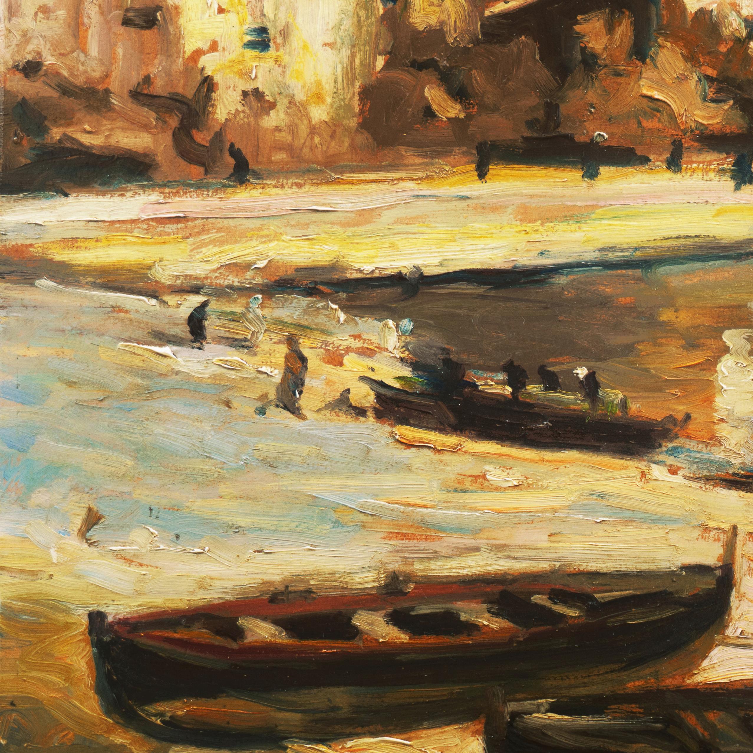 Unknown - 'Fishing Boats on the Beach', Impressionist Oil, Charles ...