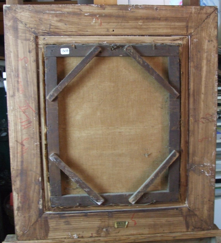 Unknown - Flemish interior, XIX c. - Oil on canvas, 46x38 cm, framed ...