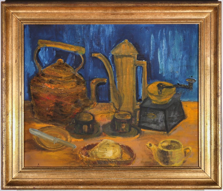Unknown - Framed 20th Century Oil - Still Life, Coffee Pot and Utensils ...
