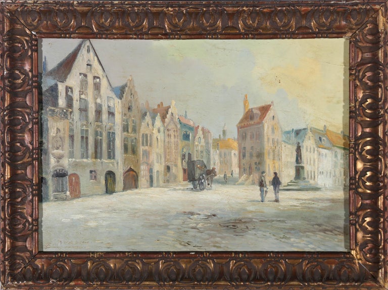 Unknown - Framed Early 20th Century Oil - A Sunny Dutch Square For Sale ...