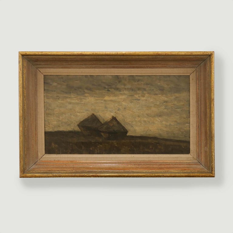 Unknown - Framed Early 20th Century Oil - Haystacks For Sale at 1stDibs