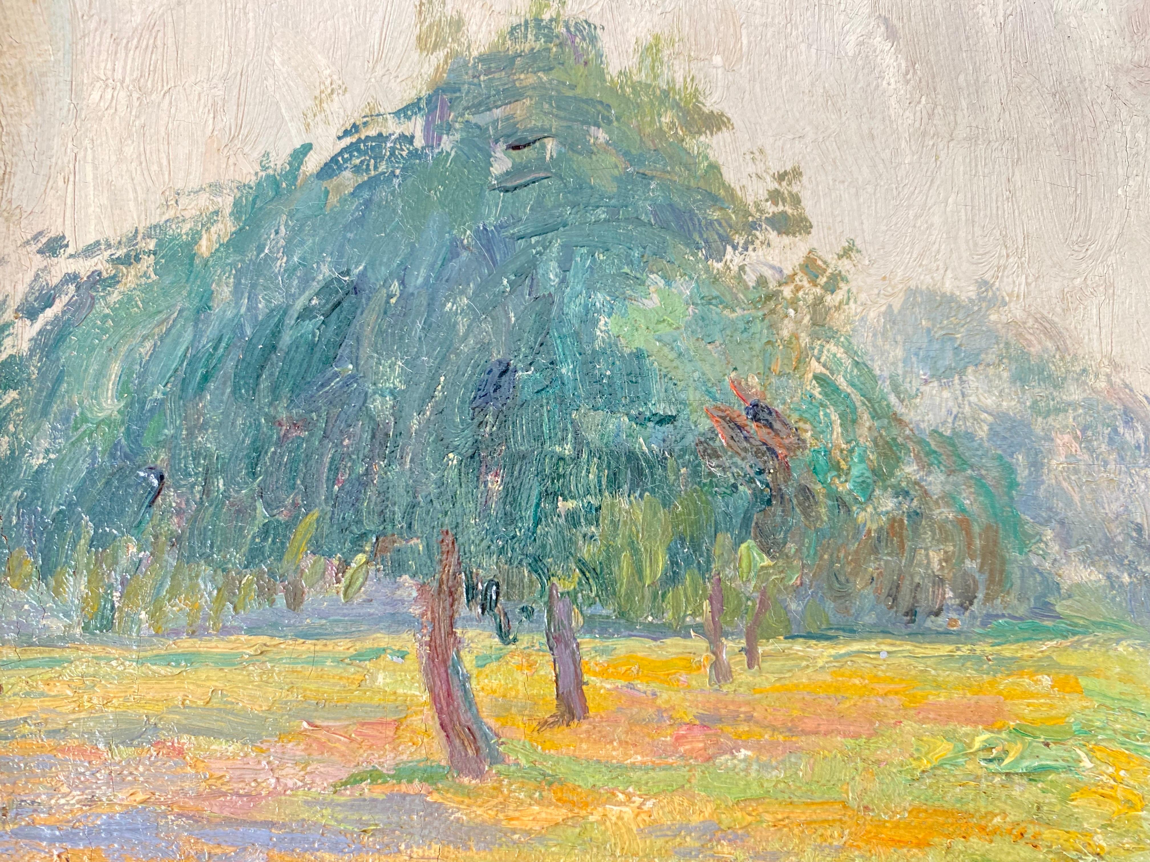 Unknown - French 19th century Impressionist landscape painting of a Hay ...