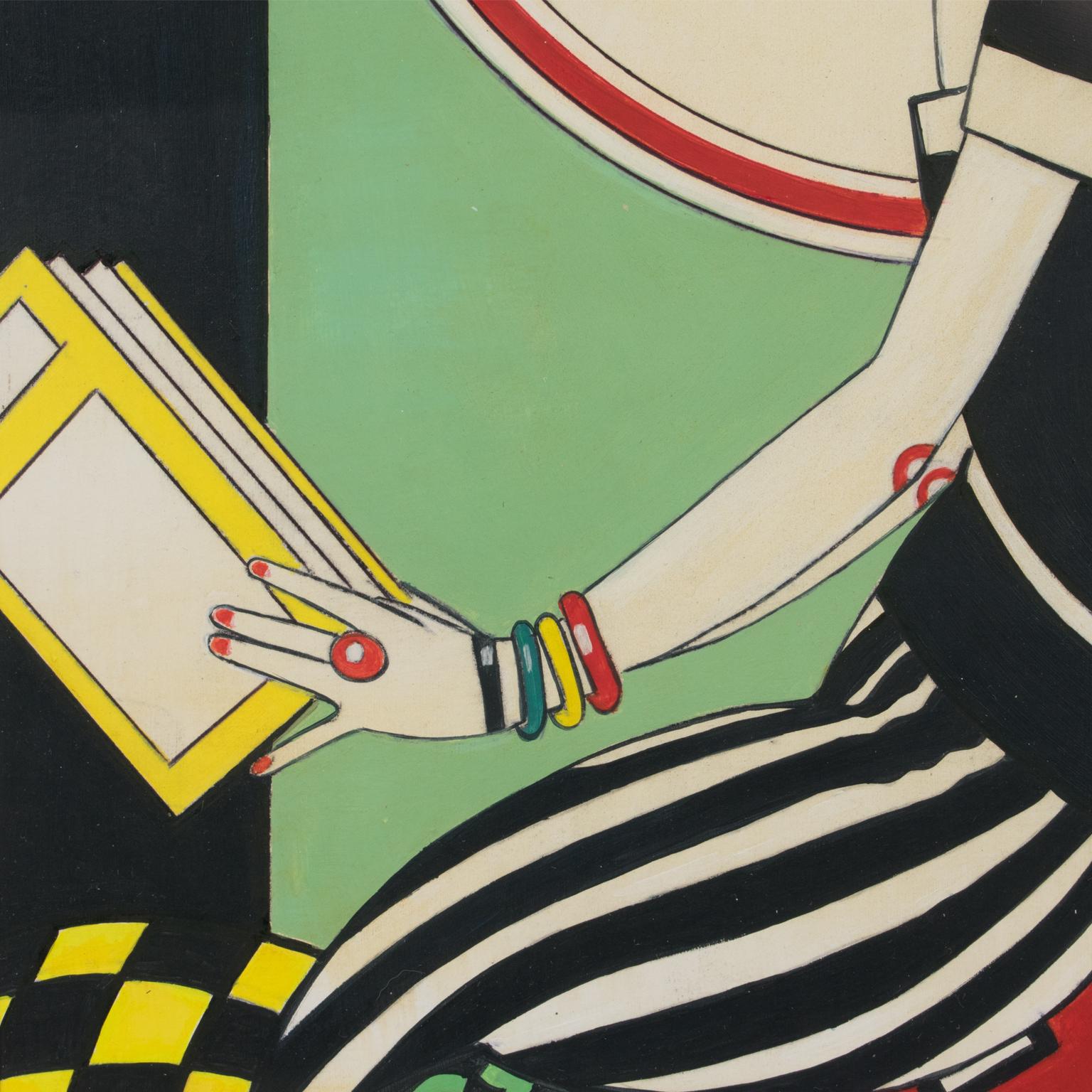 Unknown - French Art Deco Woman Singing Gouache Painting For Sale at ...