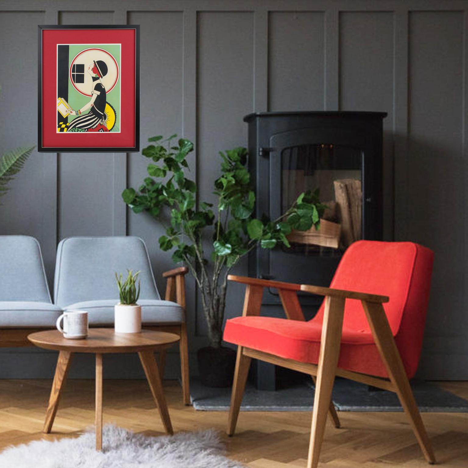 Unknown - French Art Deco Woman Singing Gouache Painting For Sale at ...