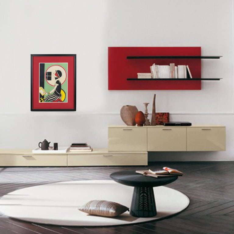 Unknown - French Art Deco Woman Singing Gouache Painting For Sale at ...