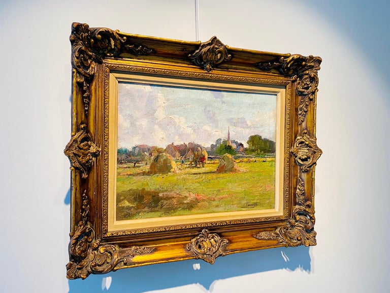 Unknown - French Post Impressionist landscape painting of a Hay Harvest ...