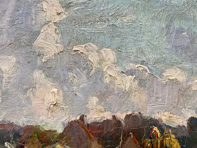 Unknown - French Post Impressionist landscape painting of a Hay Harvest ...