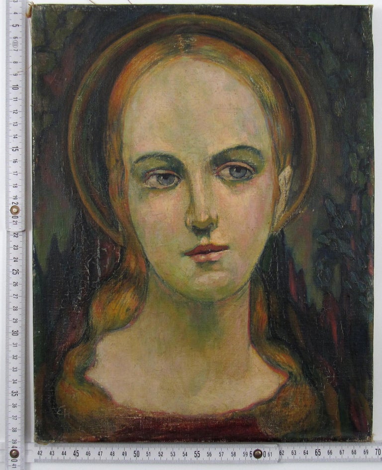 Unknown - Expressionist Portrait of a Beautiful Saintly Woman - 20thC ...