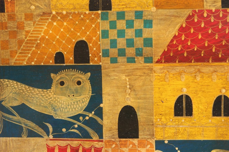 Unknown - Gothic Style Folk Landscape with Animals signed Reyes at 1stDibs