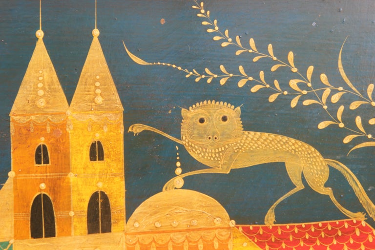 Unknown - Gothic Style Folk Landscape with Animals signed Reyes at 1stDibs