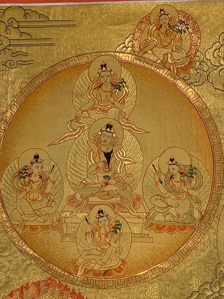 Unknown - Hand Painted Golden Shakti Chakra Mandala Thangka with 24K ...