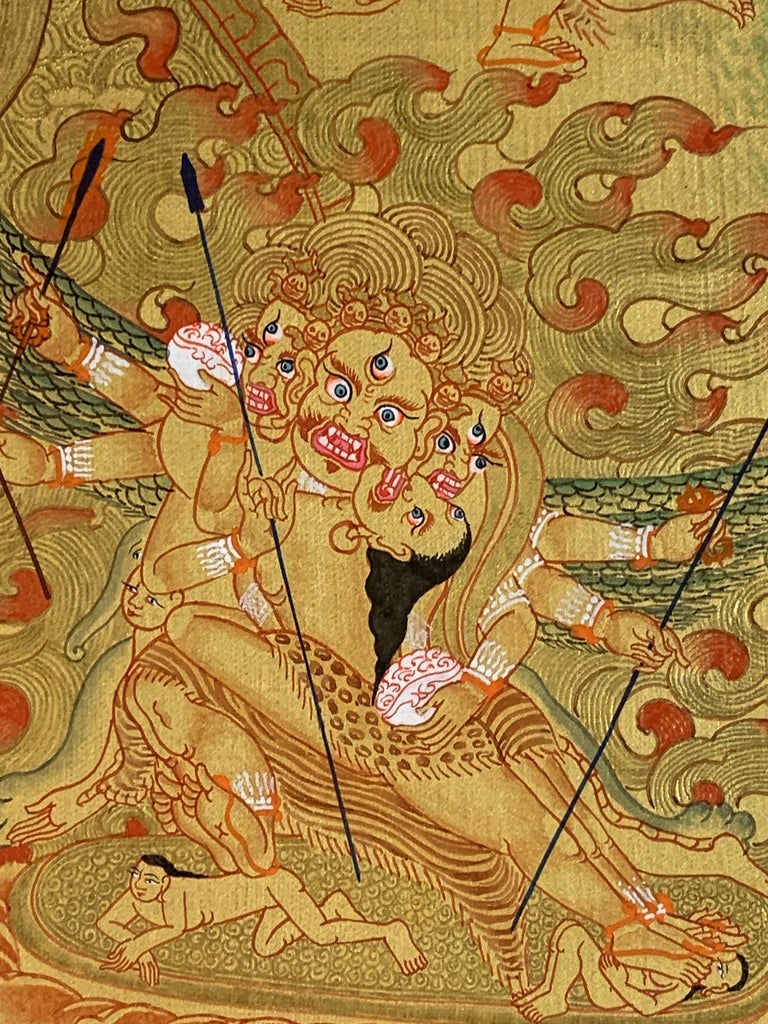 Unknown - Hand Painted Golden Shakti Chakra Mandala Thangka with 24K ...