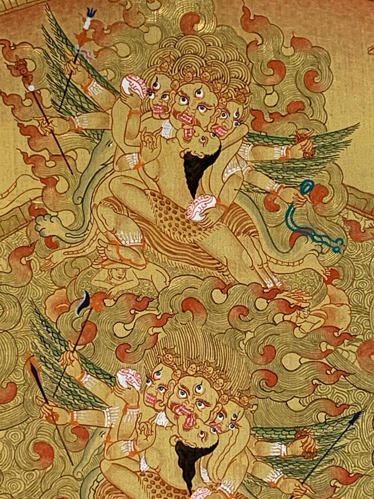 Unknown - Hand Painted Golden Shakti Chakra Mandala Thangka with 24K ...