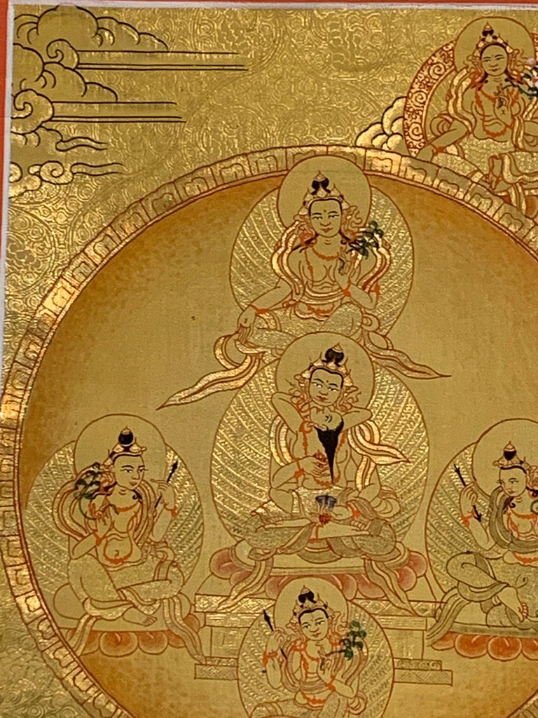 Unknown - Hand Painted Golden Shakti Chakra Mandala Thangka with 24K ...